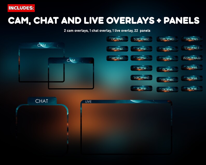 Egyptian Twitch Overlay Animated Pyramid Night Landscape Moon Planet ...