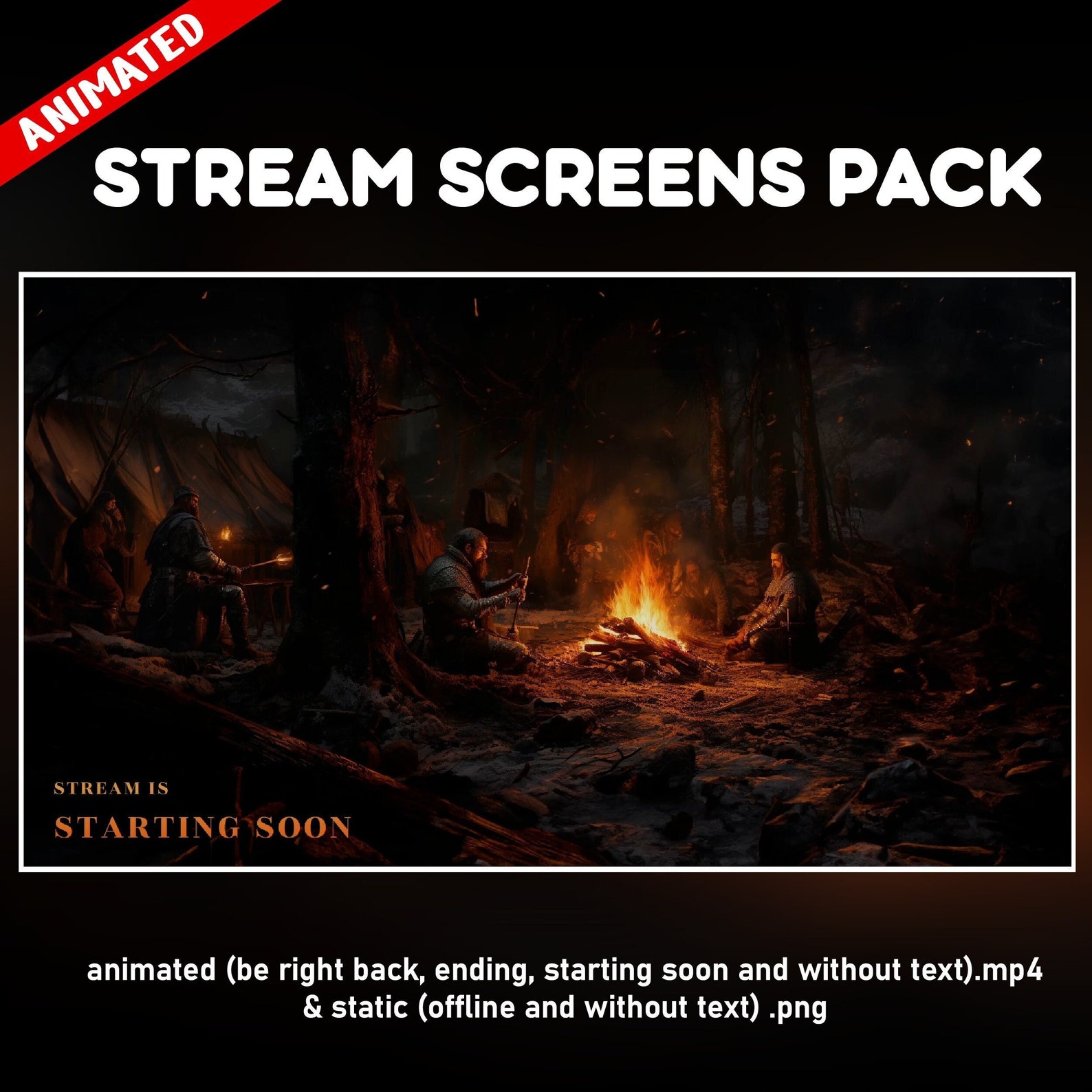 Cozy Medieval Campfire Twitch Overlay Animated Pack - Medieval D&d Cute ...