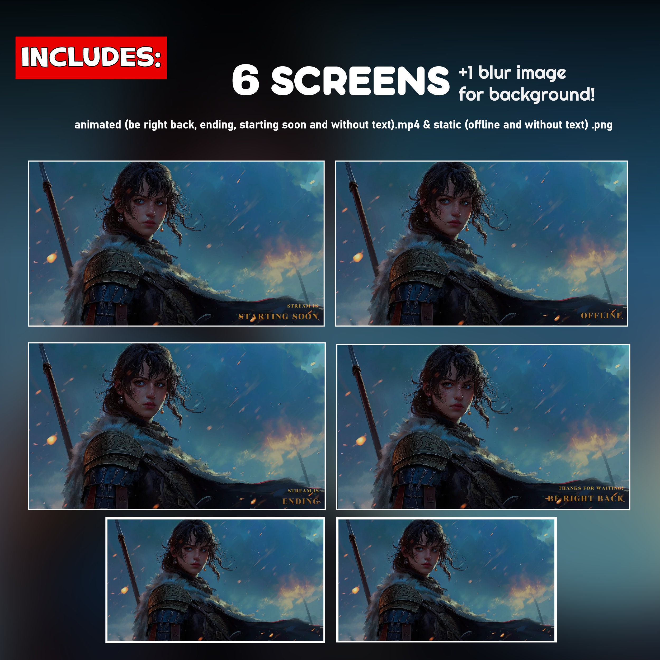 Warrior Woman Twitch Overlay Pack - Epic Valkyrie Animated Stream ...