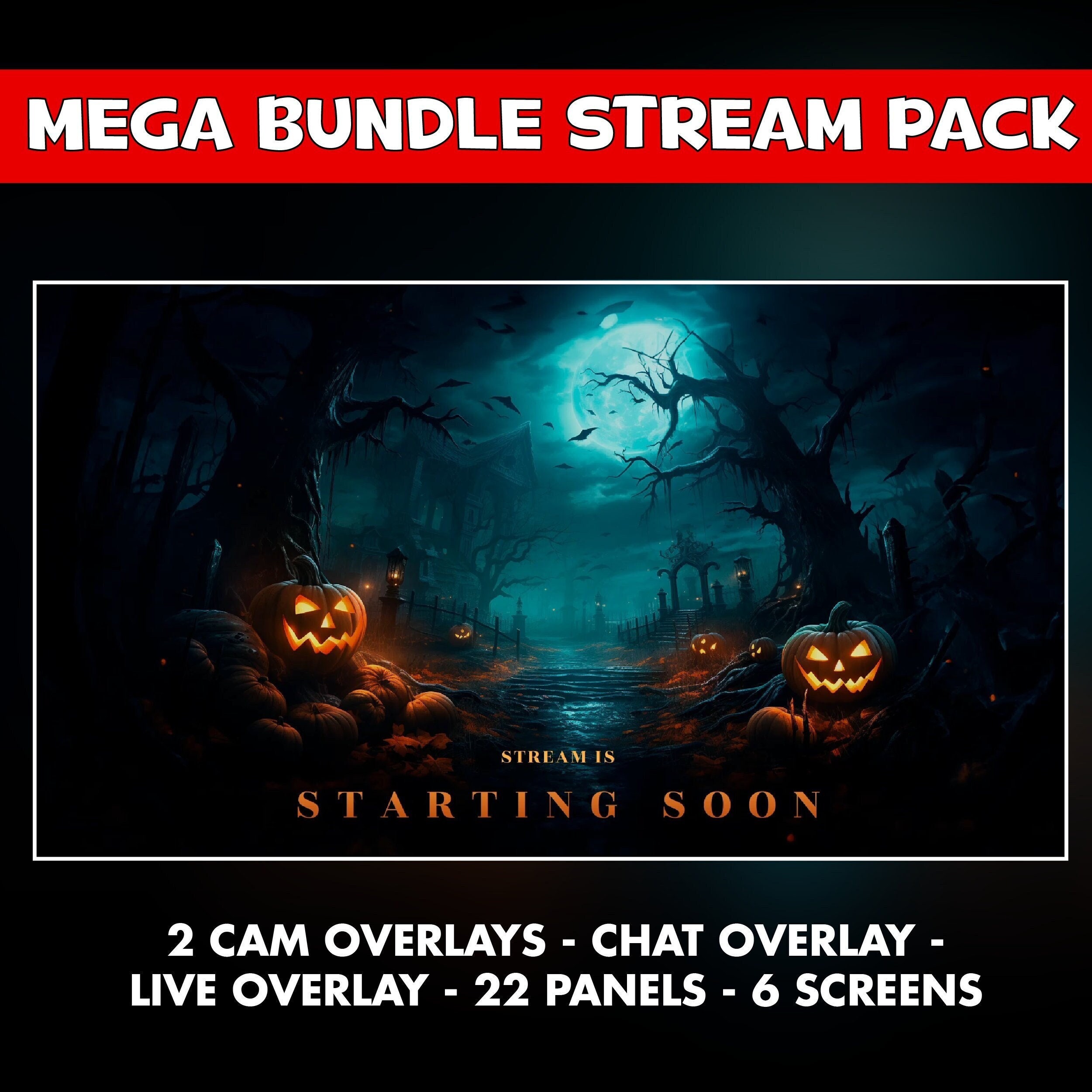 Spooky Forest Twitch Overlay Animated Pack - Halloween Pumpkin Haunted ...