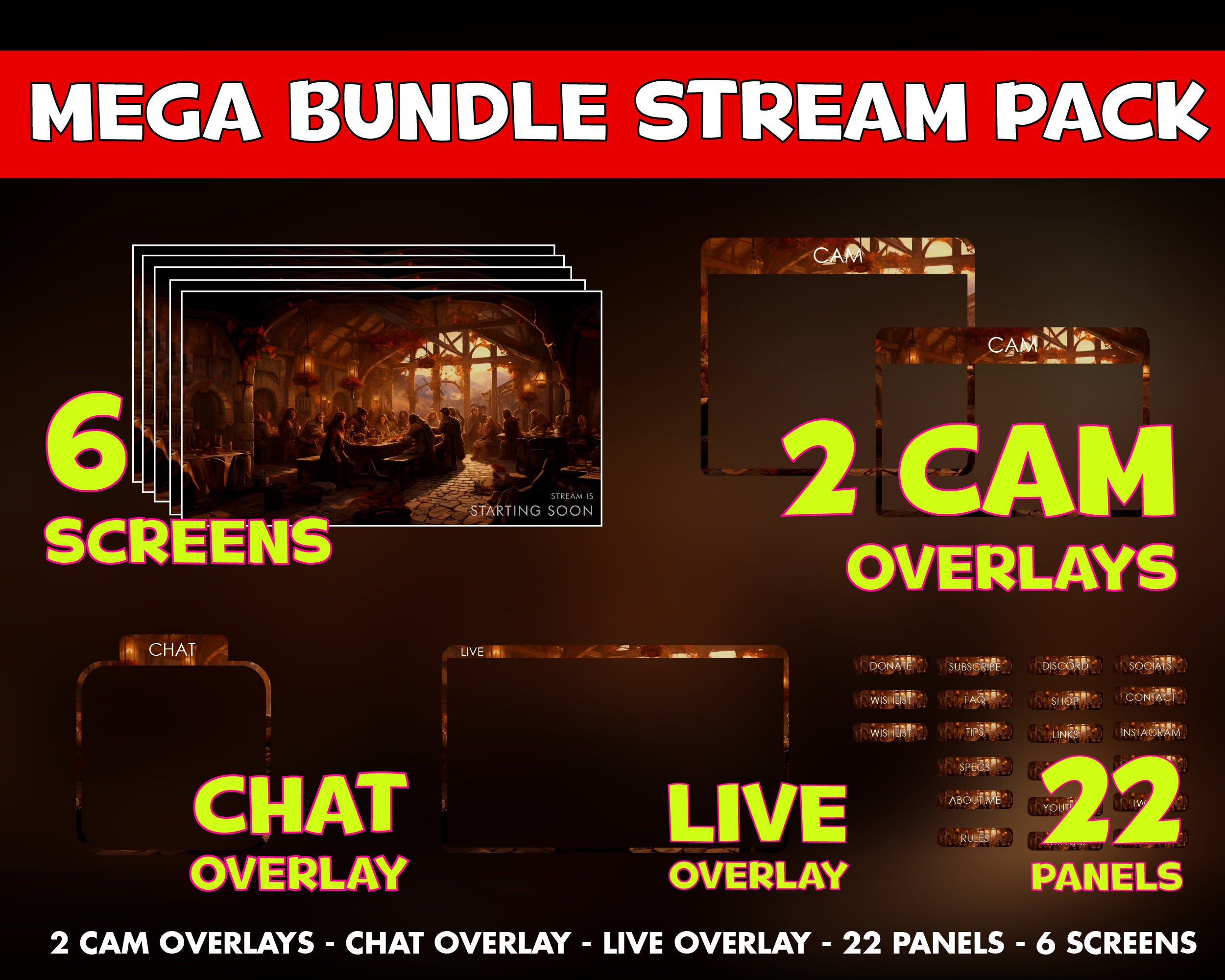 Cozy Medieval Tavern Twitch Overlay Animated Pack - D&d Cute Background ...