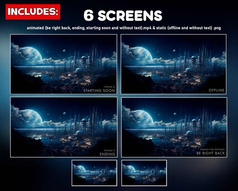 Futurist City Twitch Overlay Animated Package Sci-fi Screens Retro ...