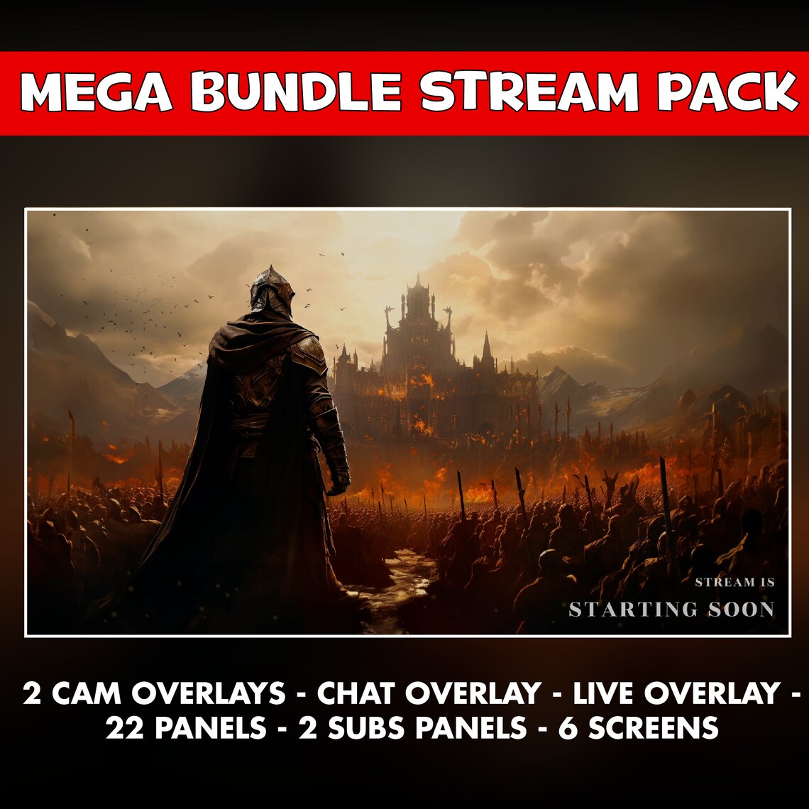 War Medieval Twitch Overlay Animated Pack - Medieval Soldier War Cozy ...