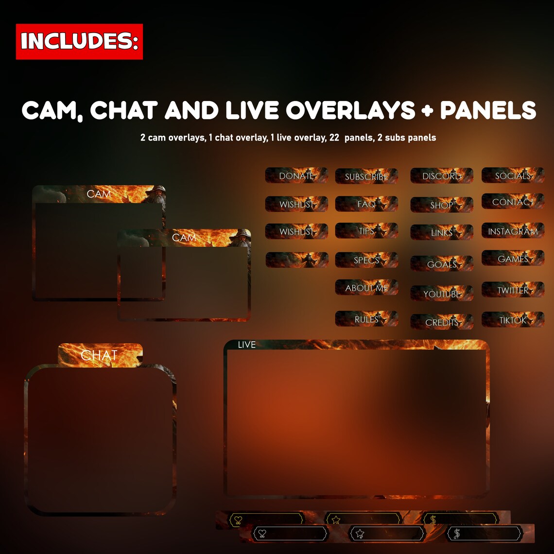 Wizard Twitch Overlay Animated Pack Witcher Screens Warriorr Cozy for ...