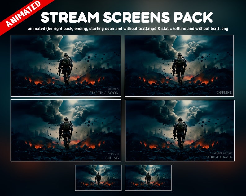 Shooter Twitch Overlay Animated Pack Screen Background Cod War Soldier ...