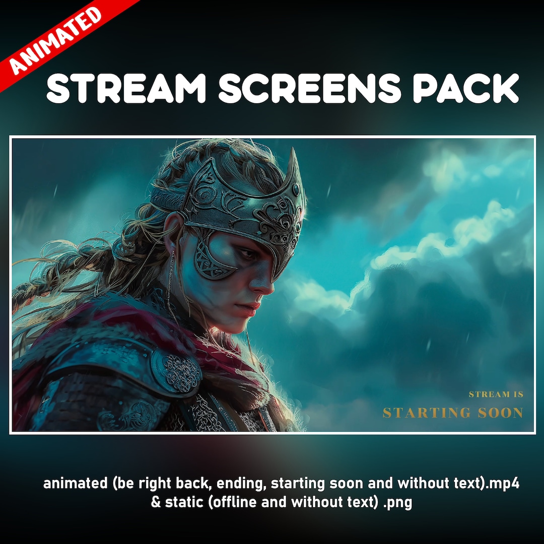 Warrior Woman Twitch Overlay Pack - Epic Valkyrie Viking Animated ...