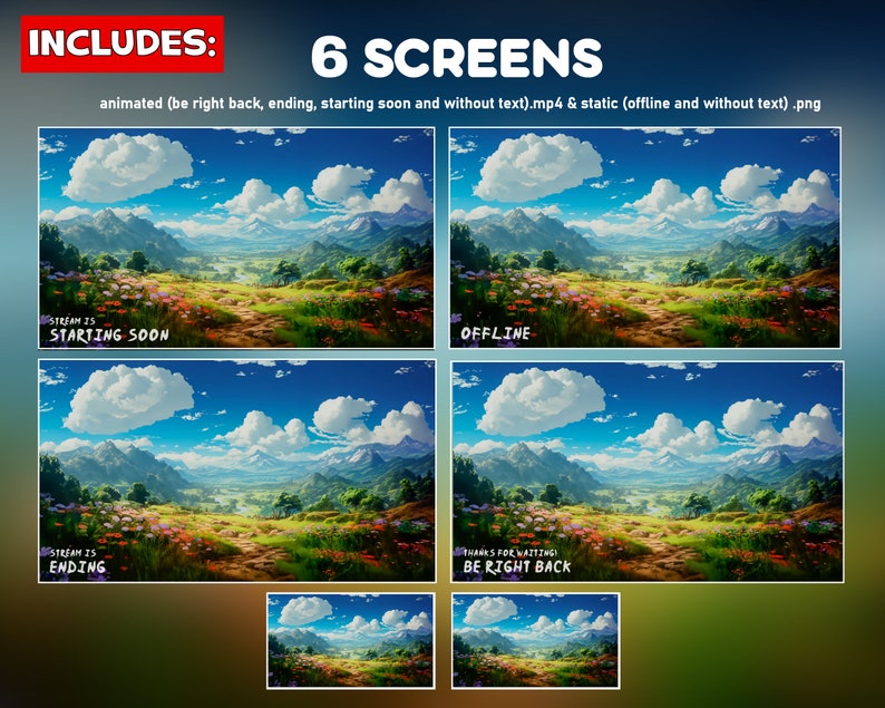 Meadow Twitch Overlay Animated Pack - Landscape Plants Stream Screens ...