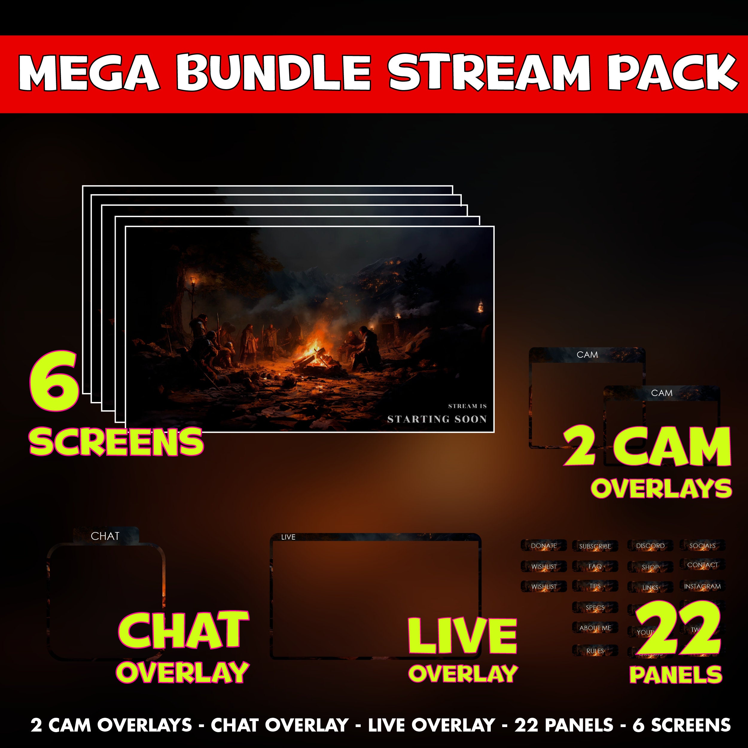 Cozy Medieval Campfire Twitch Overlay Animated Pack - Medieval D&d Cute ...
