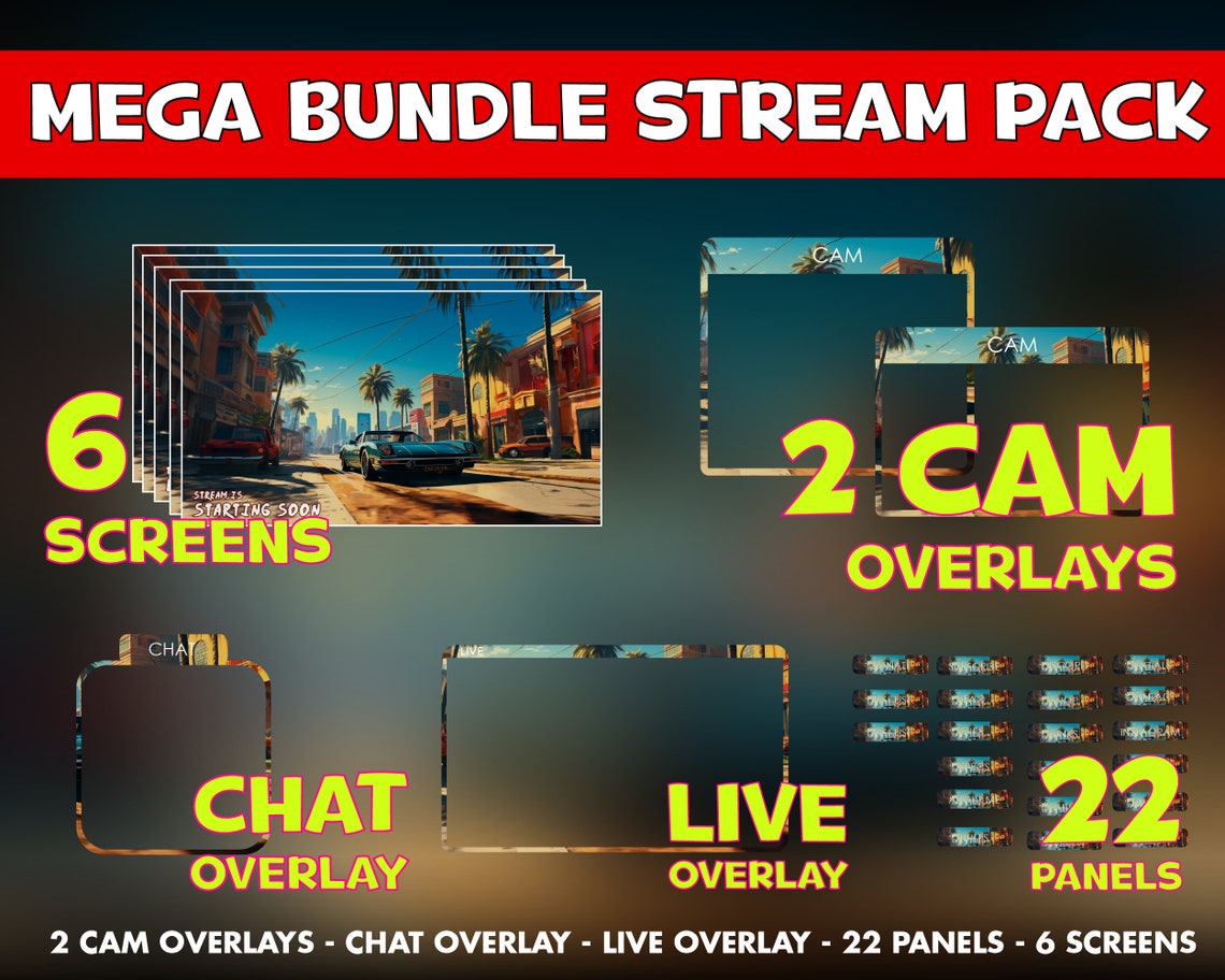 GTA Twitch Overlay Animated Pack Inspired Background Car Grand Theft ...