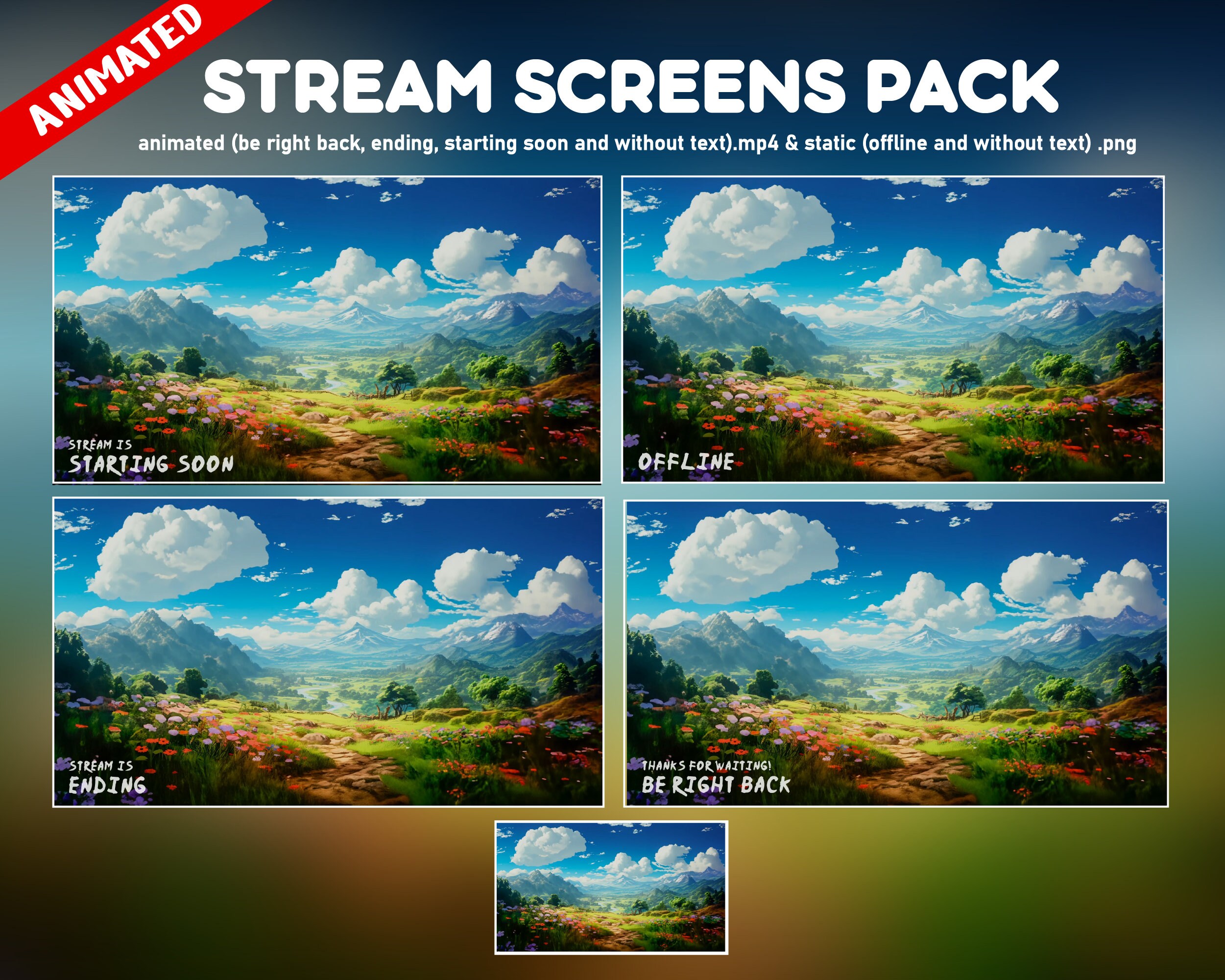 Meadow Twitch Overlay Animated Pack - Landscape Plants Stream Screens ...