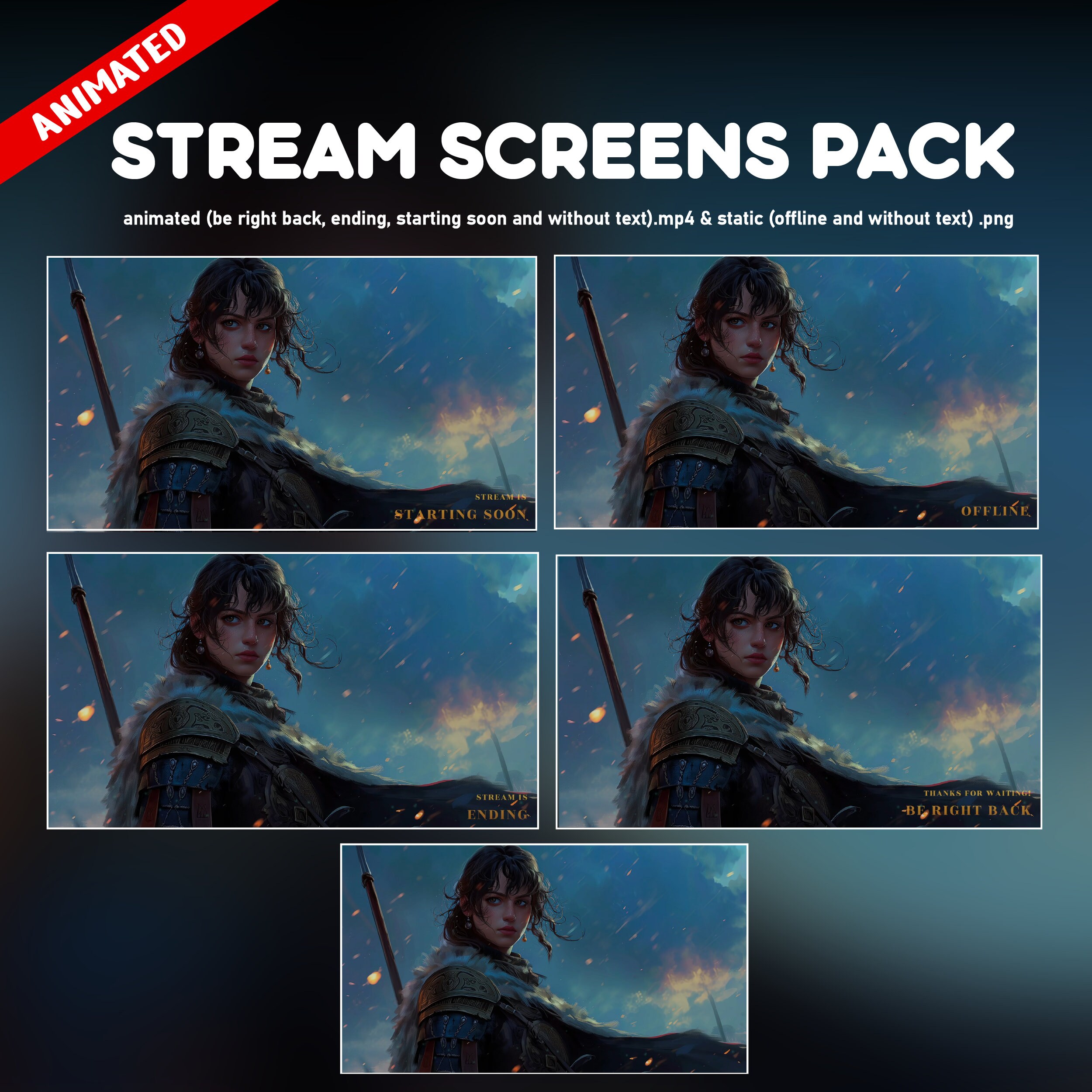 Warrior Woman Twitch Overlay Pack - Epic Battle Animated Stream ...