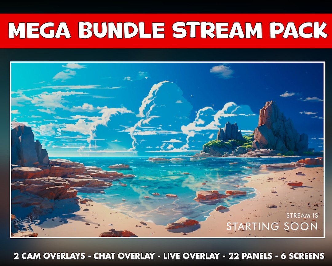 Water Calm Twitch Overlay Animated Pack - Summer Anime Cozy Background ...