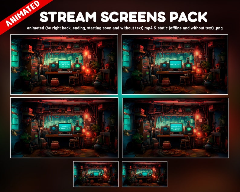 Cozy Gamer Room Twitch Overlay – Retro Futuristic Steampunk Screen Set ...