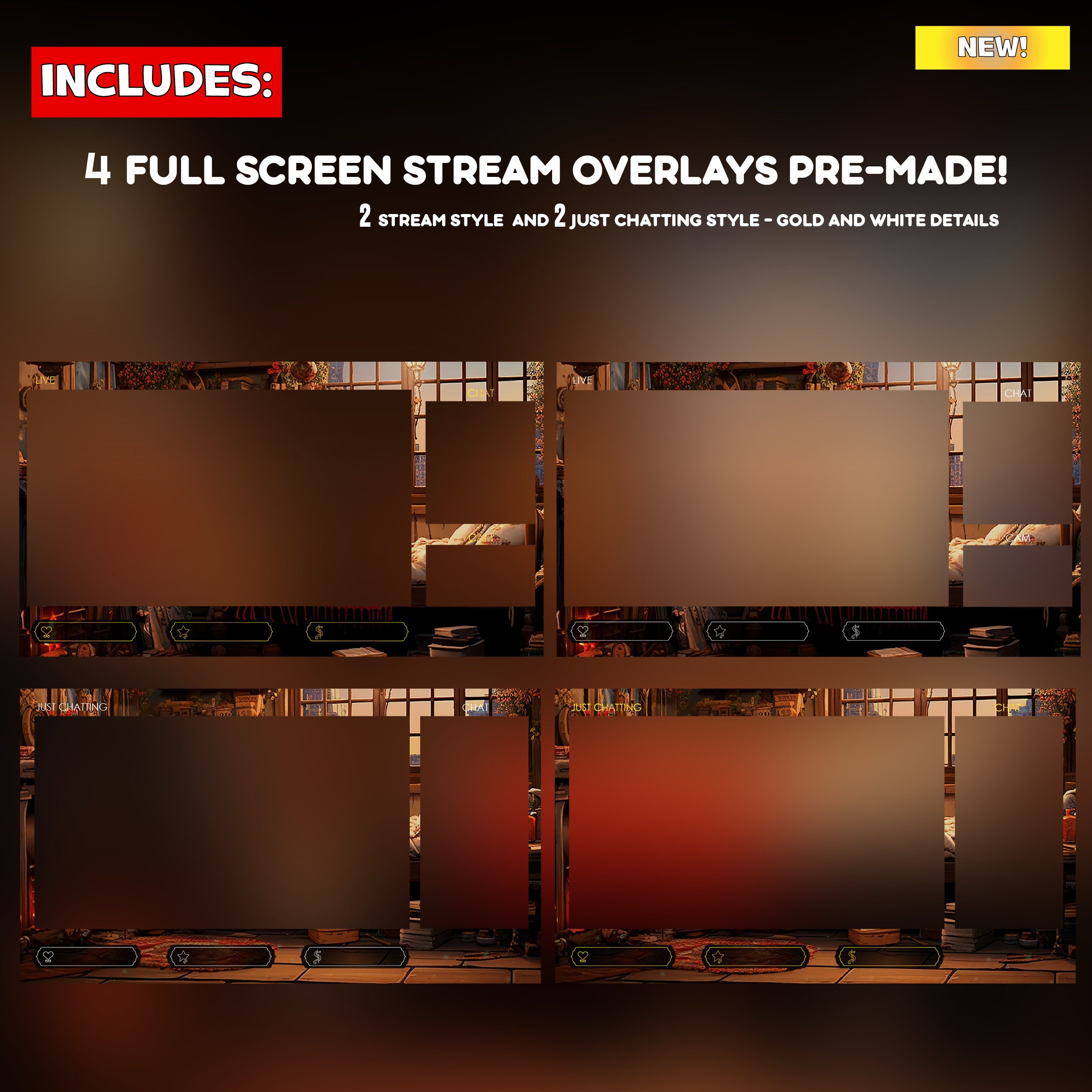 Cozy Bedroom Twitch Overlay Animated Pack - Room Anime Style Japanese ...