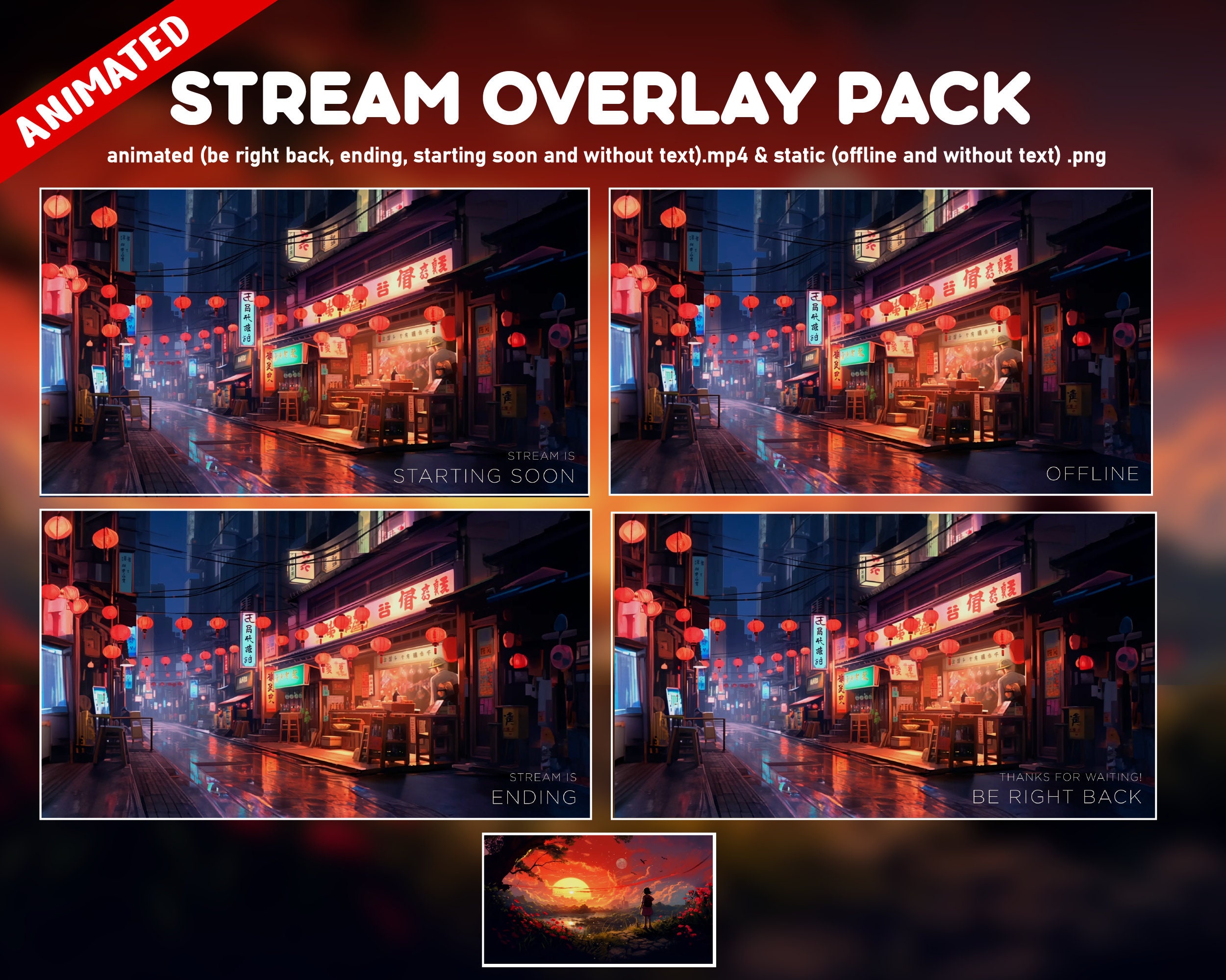 Japan Twitch Overlay Animated - Asian City at Night Background - Vtuber ...
