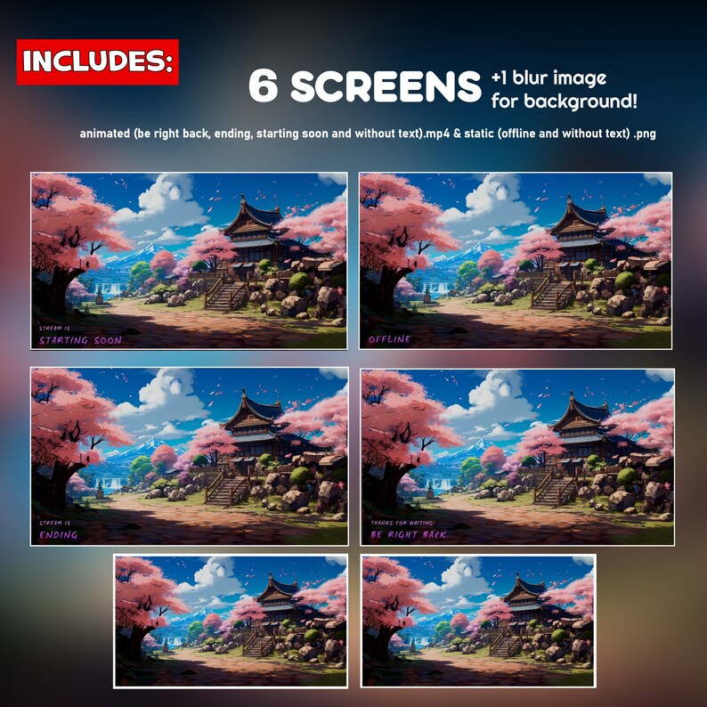 Landscape Pink Twitch Overlay Animated Pack - Whimsical Background Cozy ...