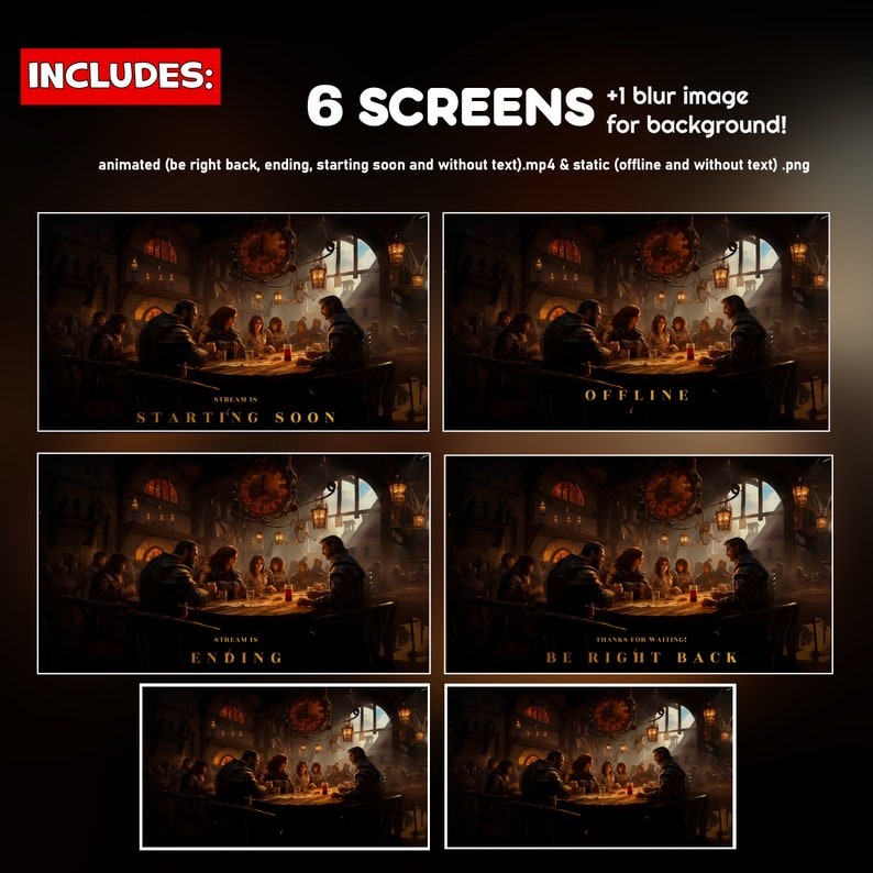 Cozy Medieval Tavern Twitch Overlay Animated Pack - Medieval D&d Cute ...