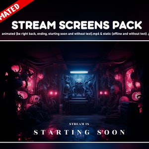 Goth Twitch Overlay Animated - Gamer Pink Neon Skull Horror Room Alien ...