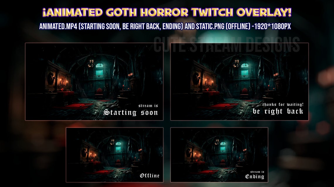 Goth Twitch Overlay Animated Horror Dark Background Screens Perfect for ...