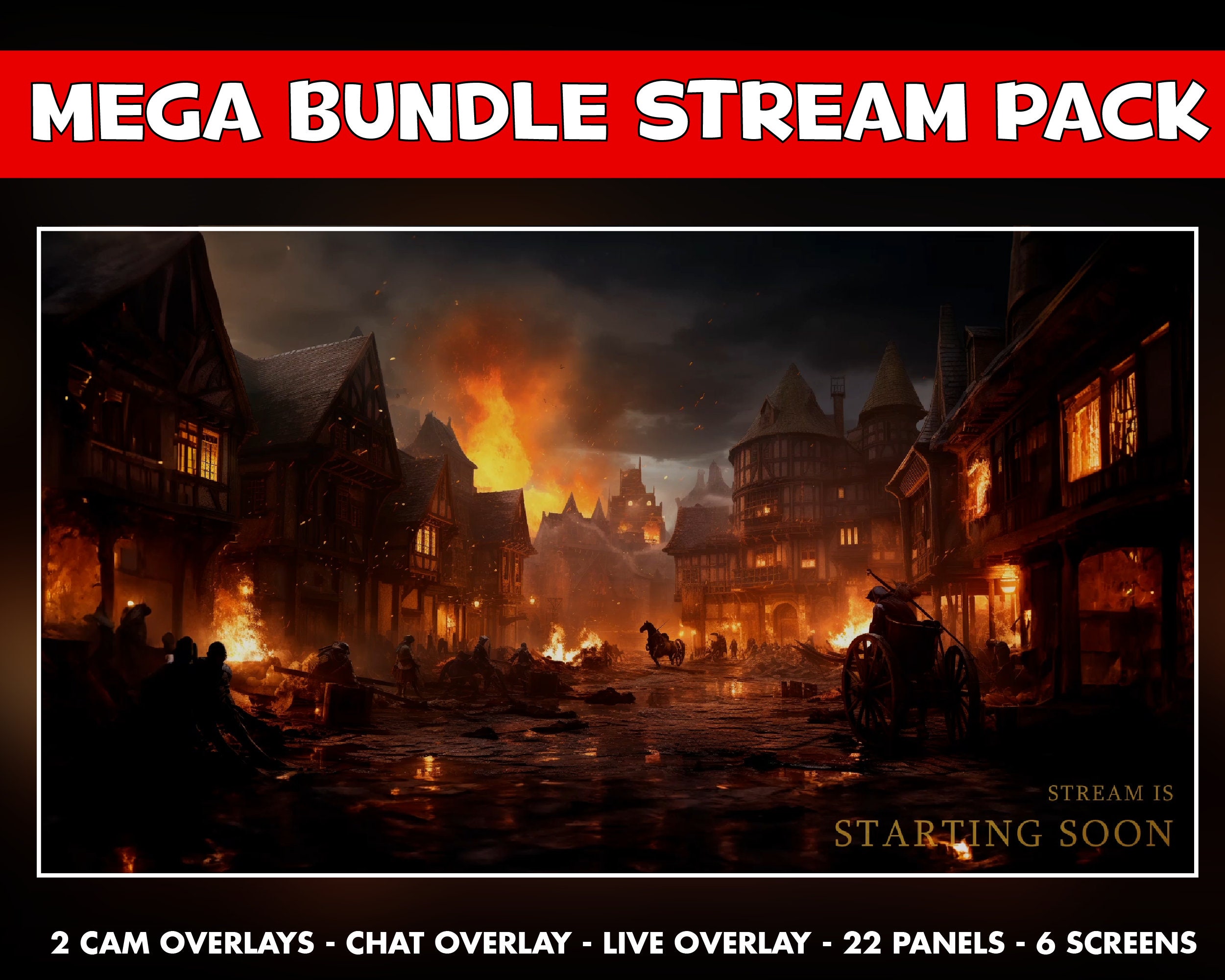 Medieval City Twitch Overlay Animated Pack Medieval Fire Battle ...