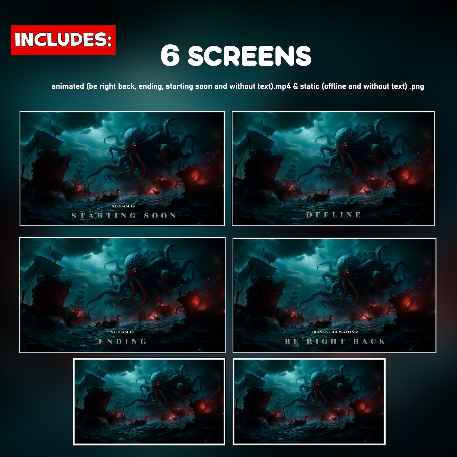 Cthulhu Twitch Overlay Animated Package Cthulhu Background Stream ...
