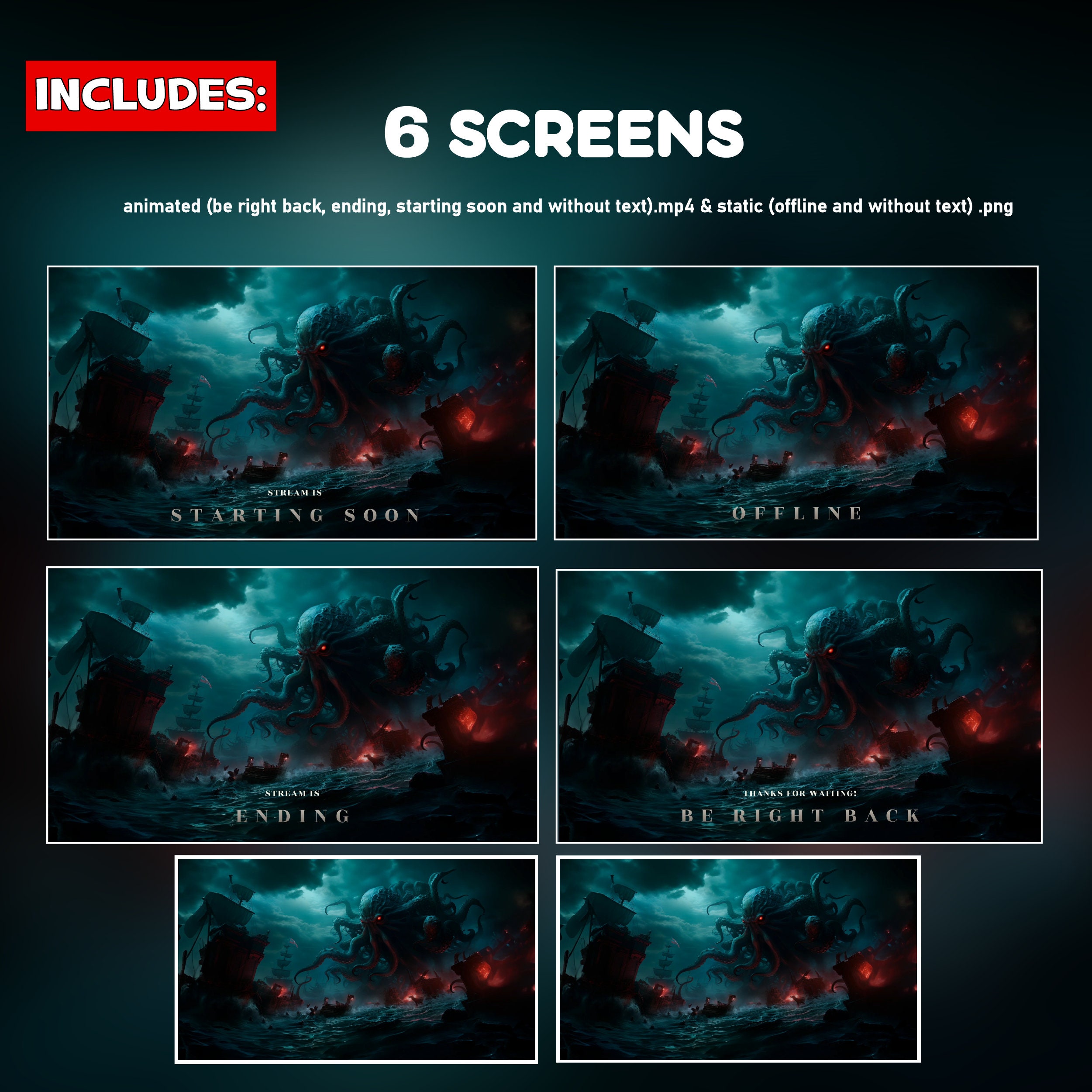Cthulhu Twitch Overlay Animated Package Cthulhu Background Stream ...