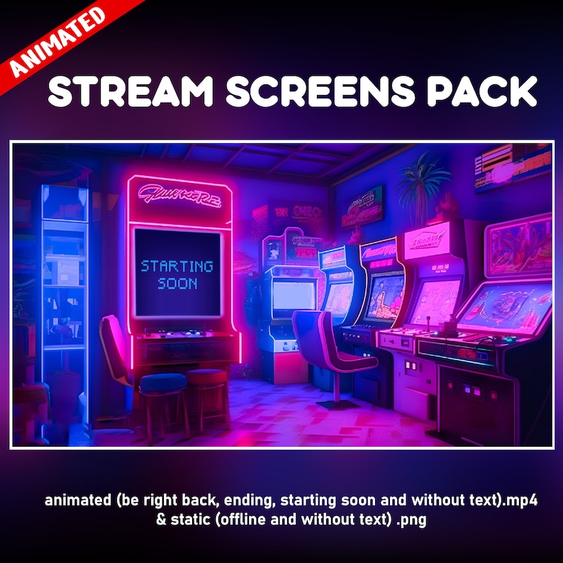 Retro Twitch Overlay Animated Packaged - Inspired 80s Videogame Screens ...