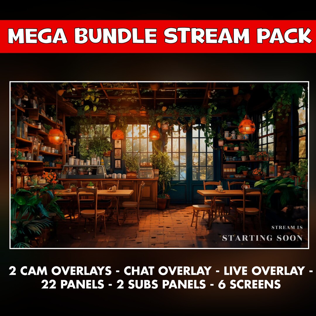 Cozy Cafe Twitch Overlay Animated Pack - Botanical Cafe Cute Lofi ...