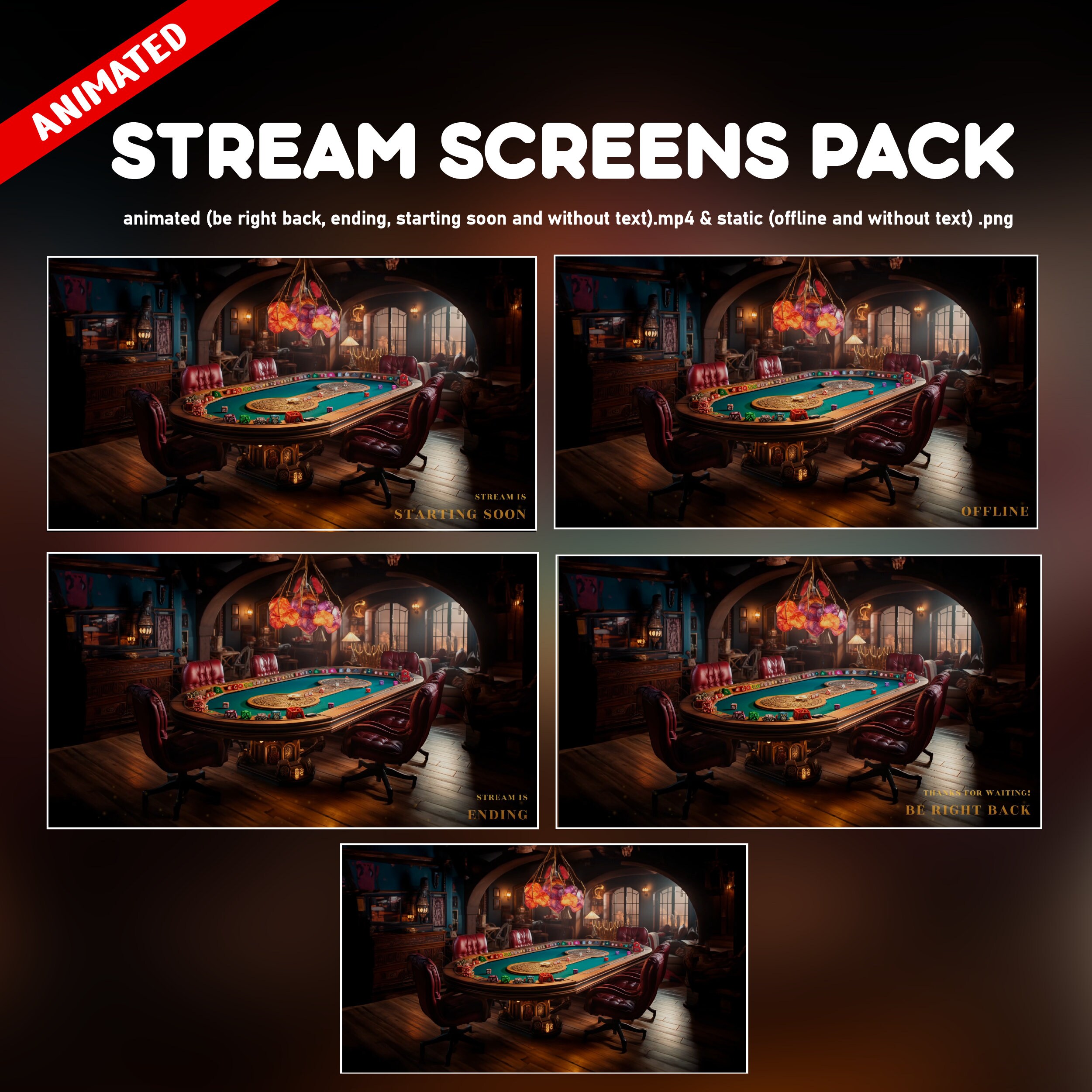Rol Game Table Twitch Overlay Animated Pack - D&d Table Dices Room Game ...