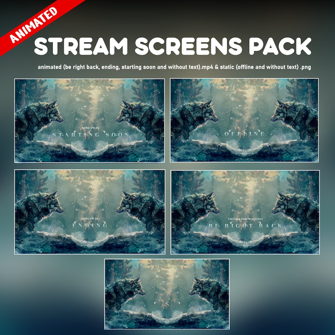 Wolf Twitch Overlay Pack - Majestic Beast Animated Stream Background ...