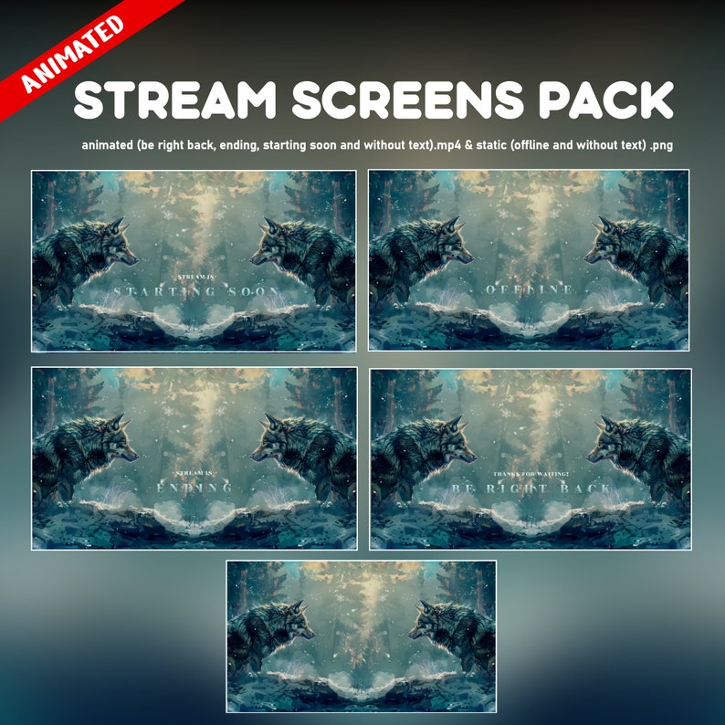 Wolf Twitch Overlay Pack - Majestic Beast Animated Stream Background ...