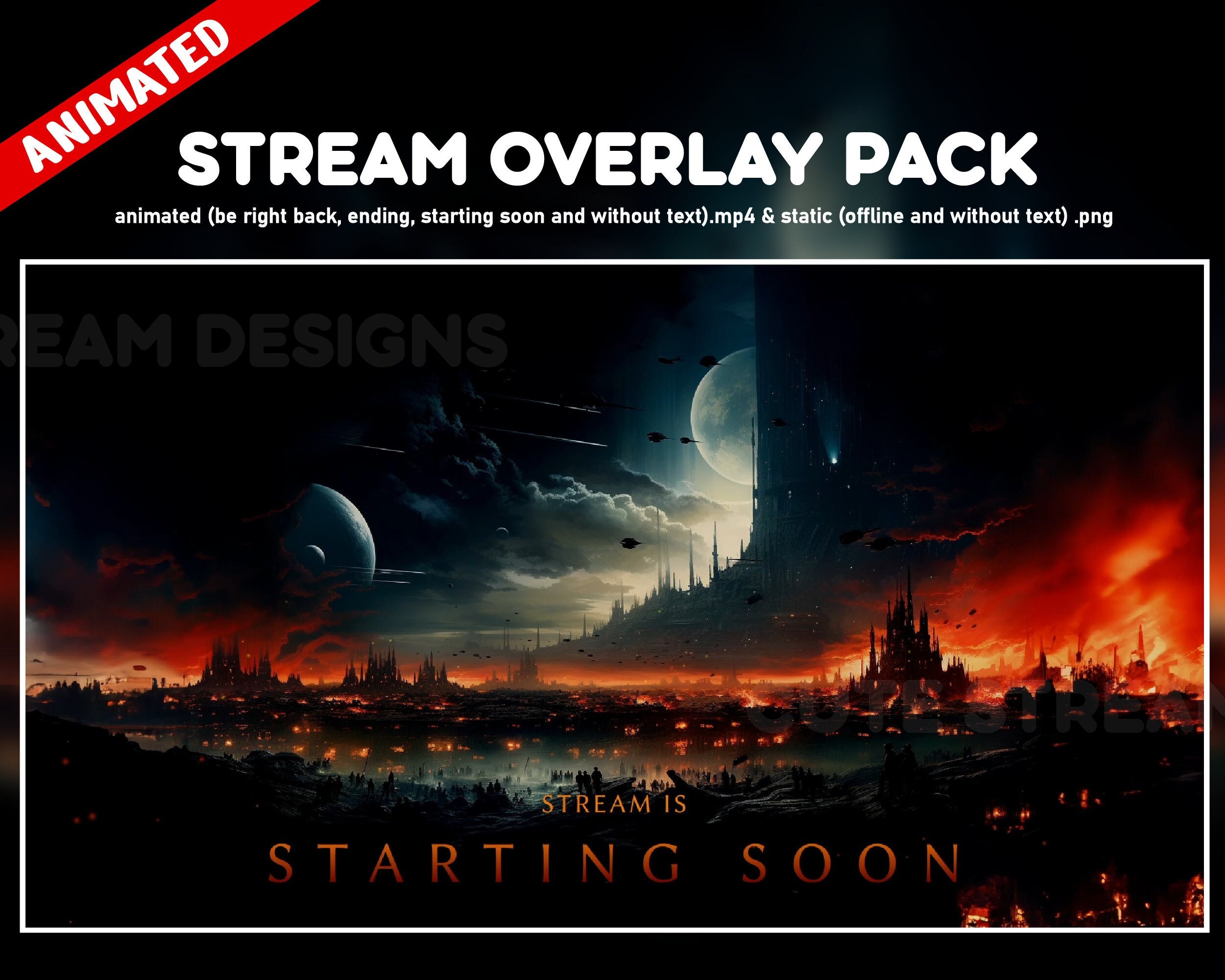 Space Wars Twitch Overlay Animated Package - Star Spacecraft Screens ...