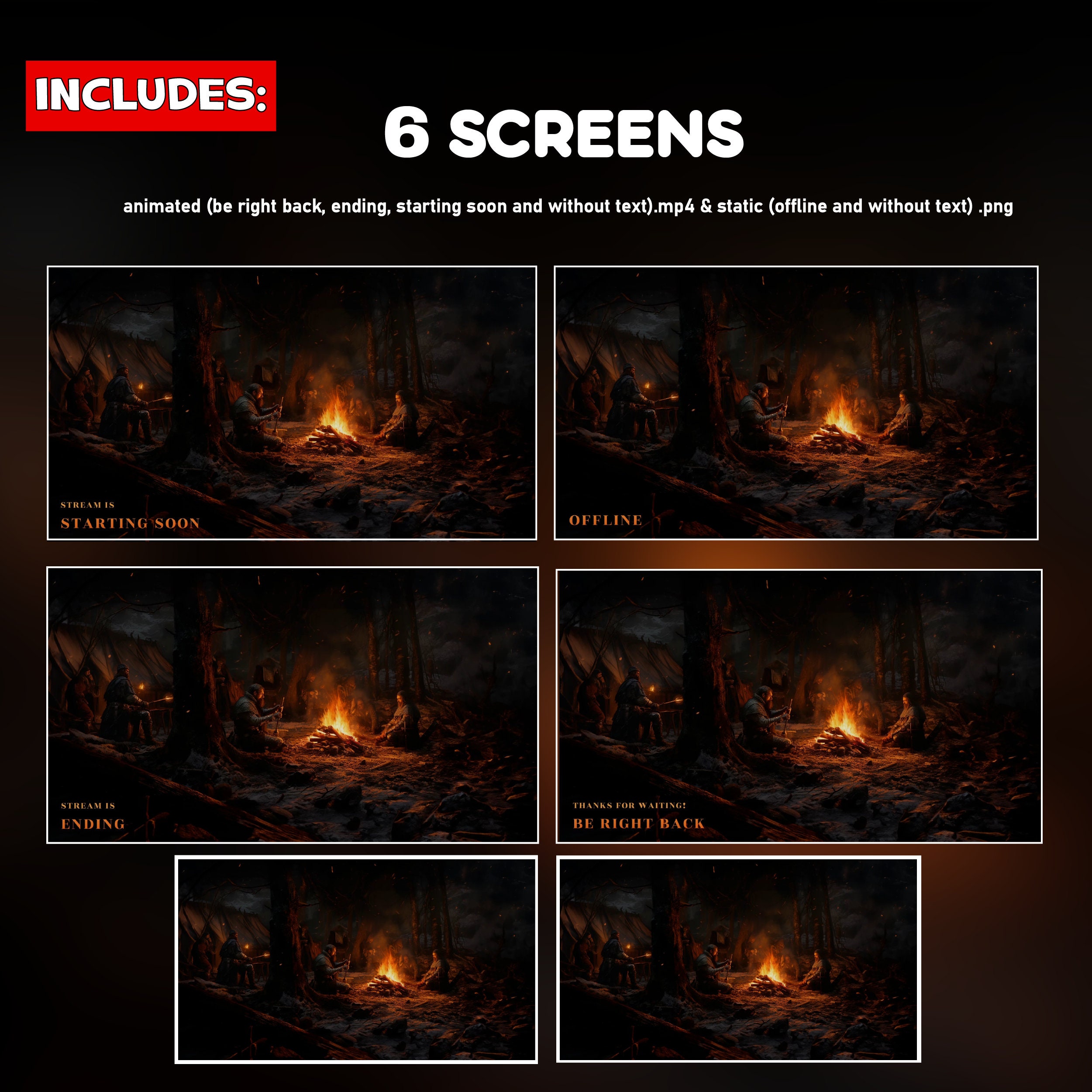Cozy Medieval Campfire Twitch Overlay Animated Pack - Medieval D&d Cute ...