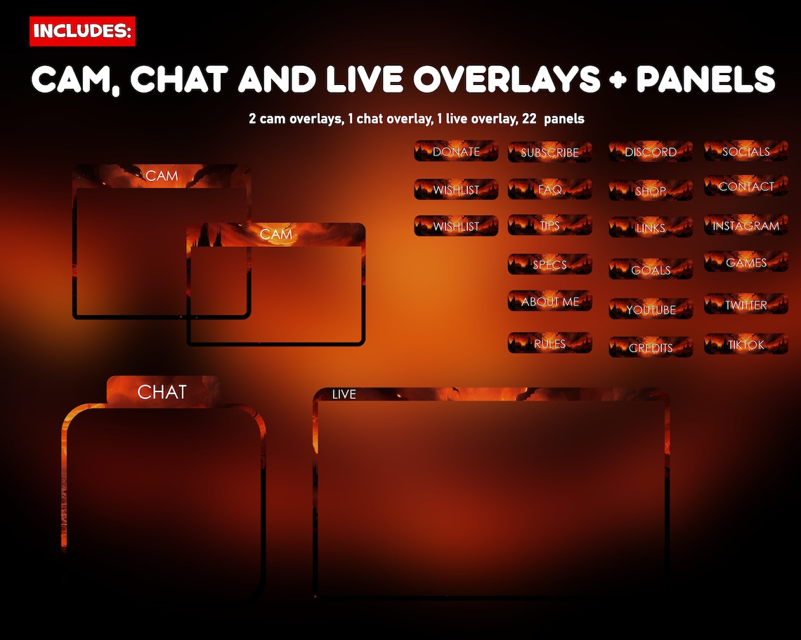 Diablo Hell Inferno Twitch Overlay Animated Pack Dark Fire Inferno ...