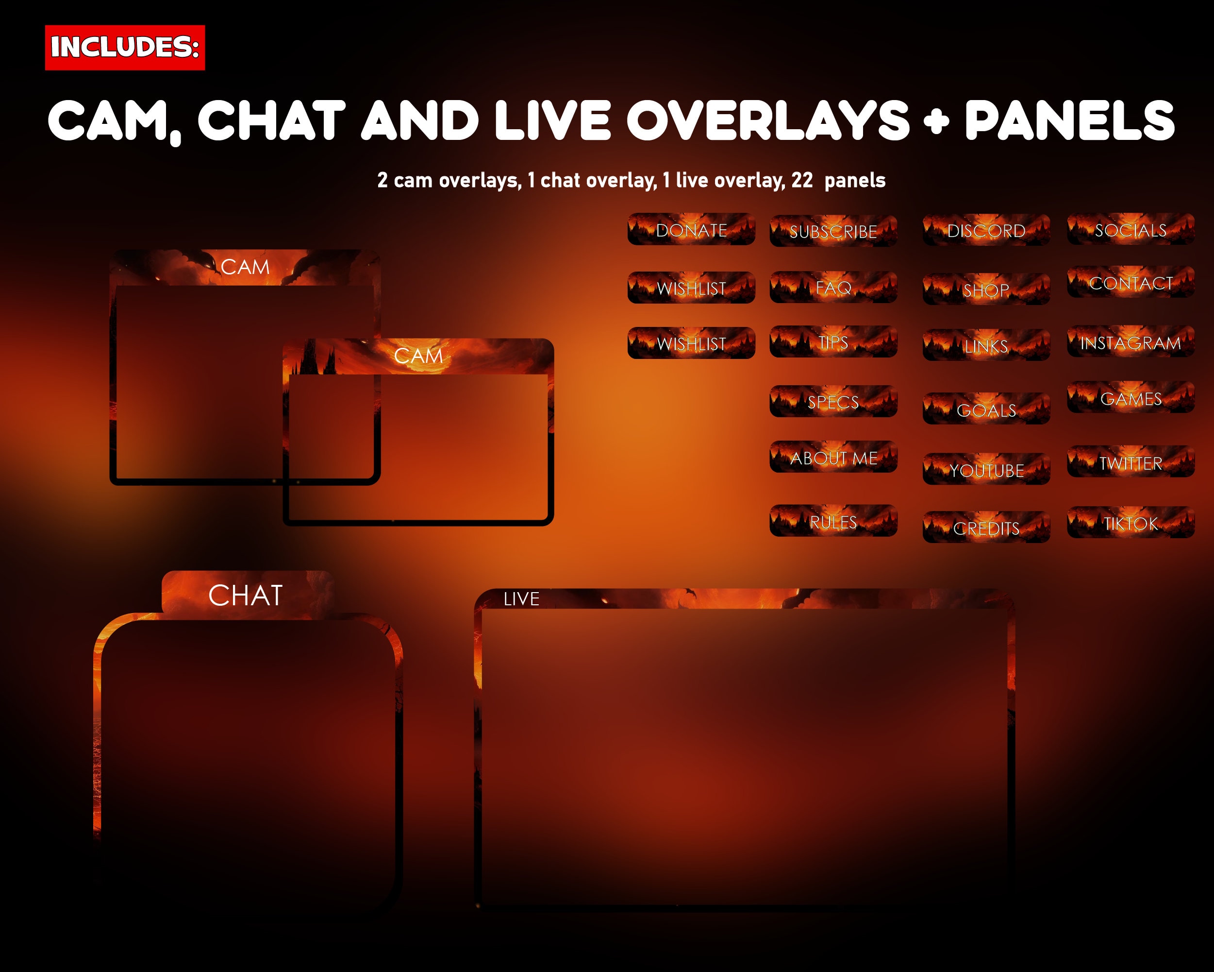 Diablo Hell Inferno Twitch Overlay Animated Pack Dark Fire Inferno ...