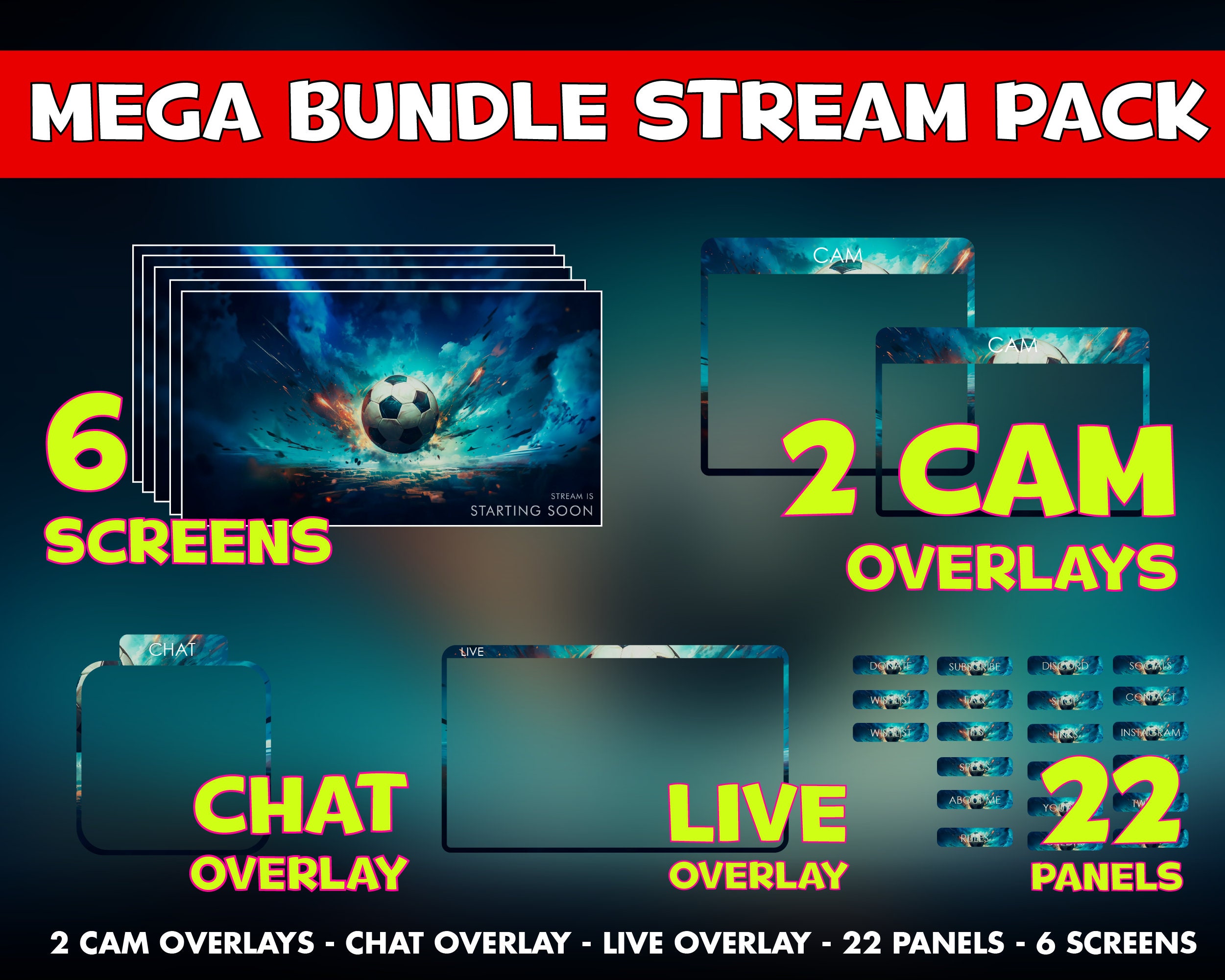 Futbol Twitch Overlay Animated Pack - Fifa Game Screens Bundle for Your ...