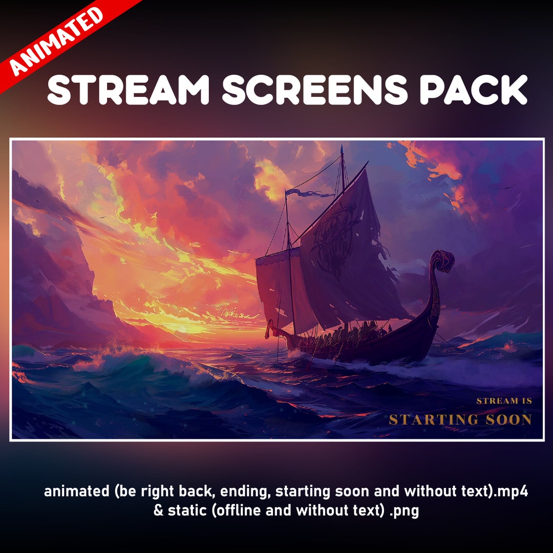 Viking Ship Twitch Overlay Pack - Nautical Adventure Animated Stream ...