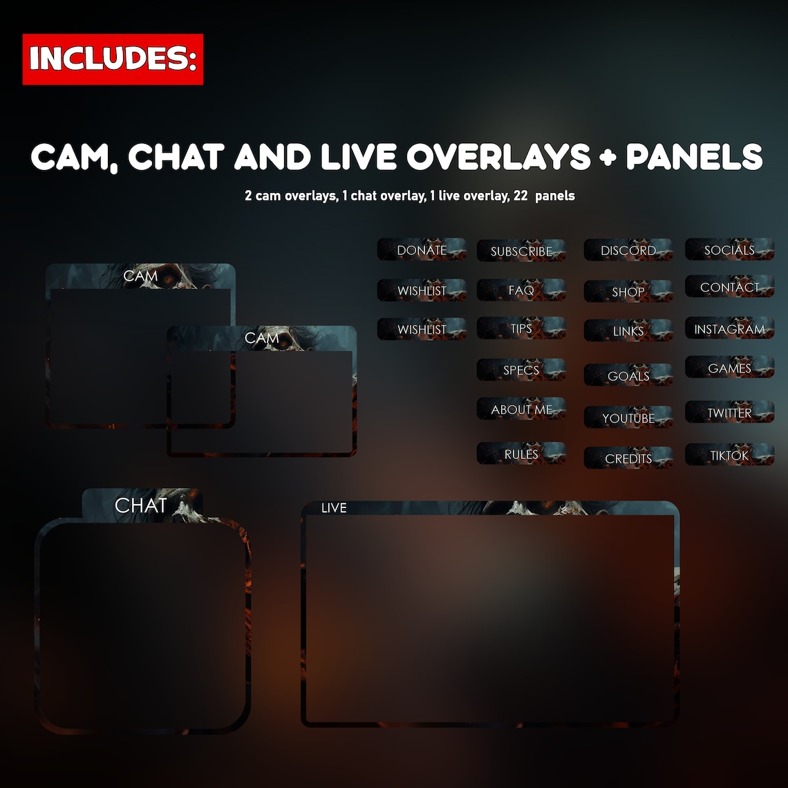 Zombie Dark Twitch Overlay Animated Package - Terror Zombie Gothic ...