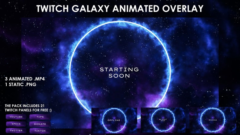 Twitch Animated Screen Overlay Galaxy Pack Universe Overlay - Etsy