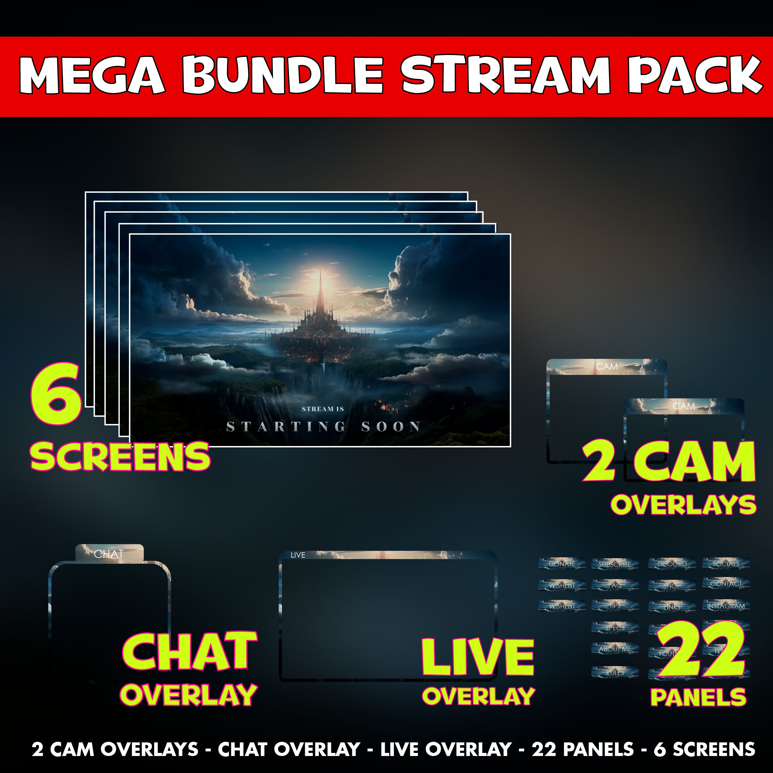 Fantasy Landscape Twitch Overlay Animated Pack - Magical Kingdom ...