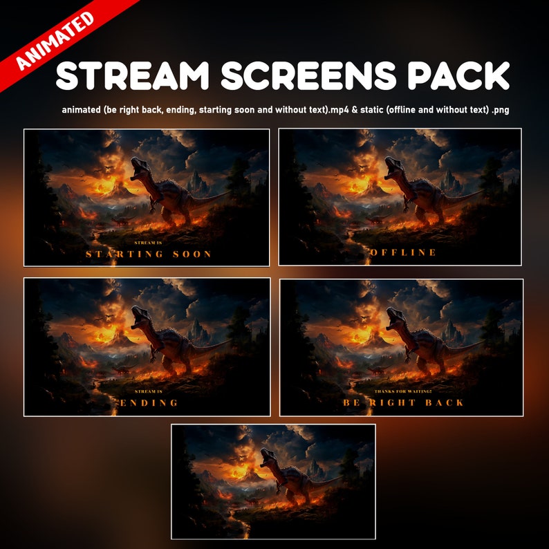 Dinosaur Twitch Overlay Animated Pack - Jurassic Era Background Stream ...