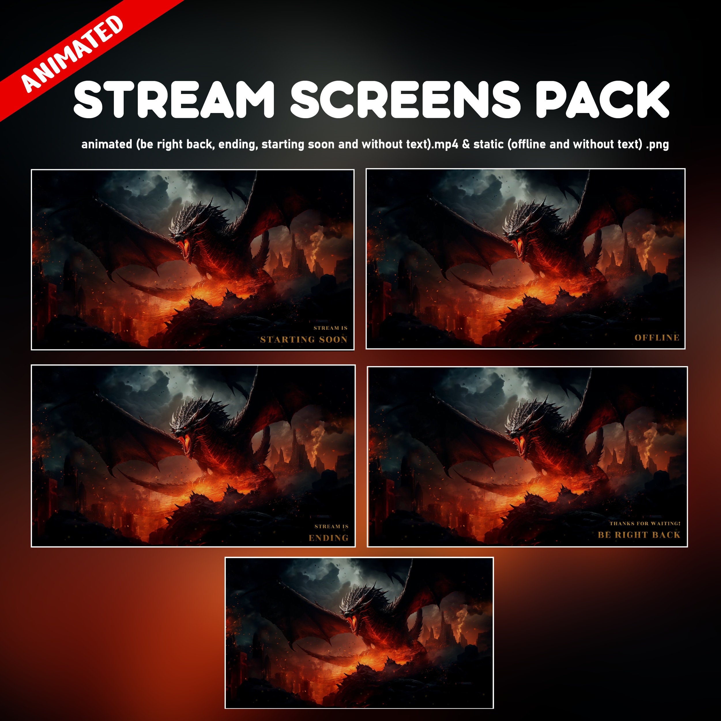 Dragon Battle Twitch Overlay Animated Pack - Mythological Fantasy Fire ...
