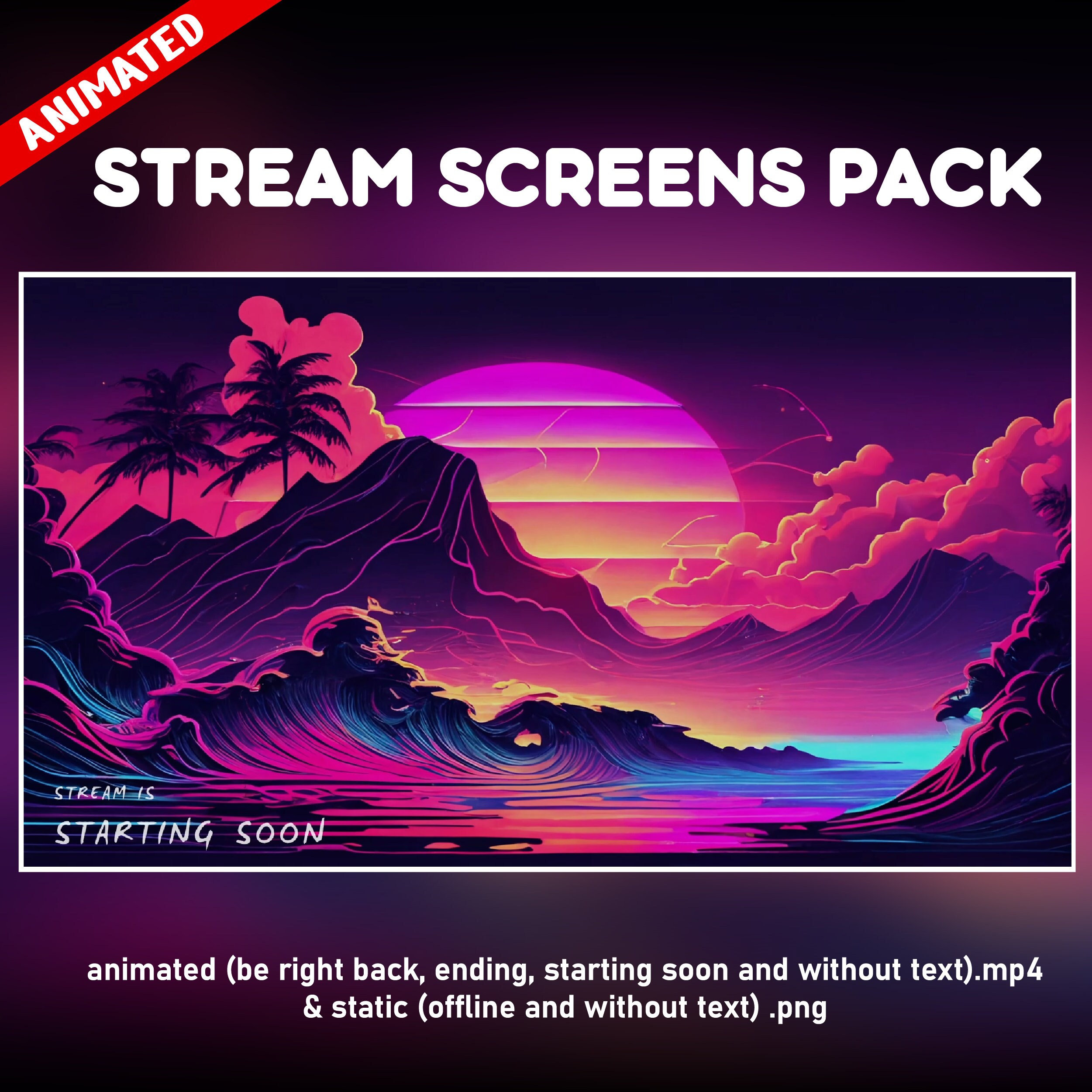 Vapor Wave Twitch Overlay Animated Pack - Retro Lofi Stream Videogame ...