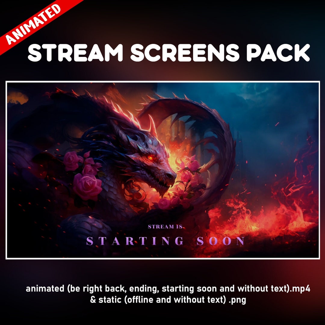 Dragon Female Twitch Overlay Animated Pack - Mythological Fantasy Fire ...