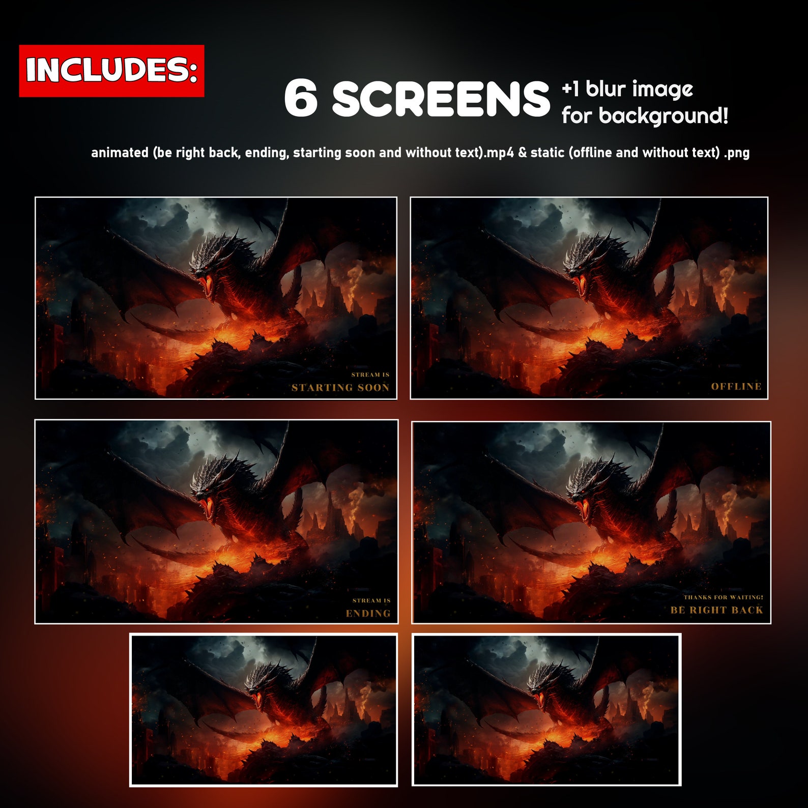 Dragon Battle Twitch Overlay Animated Pack - Mythological Fantasy Fire ...