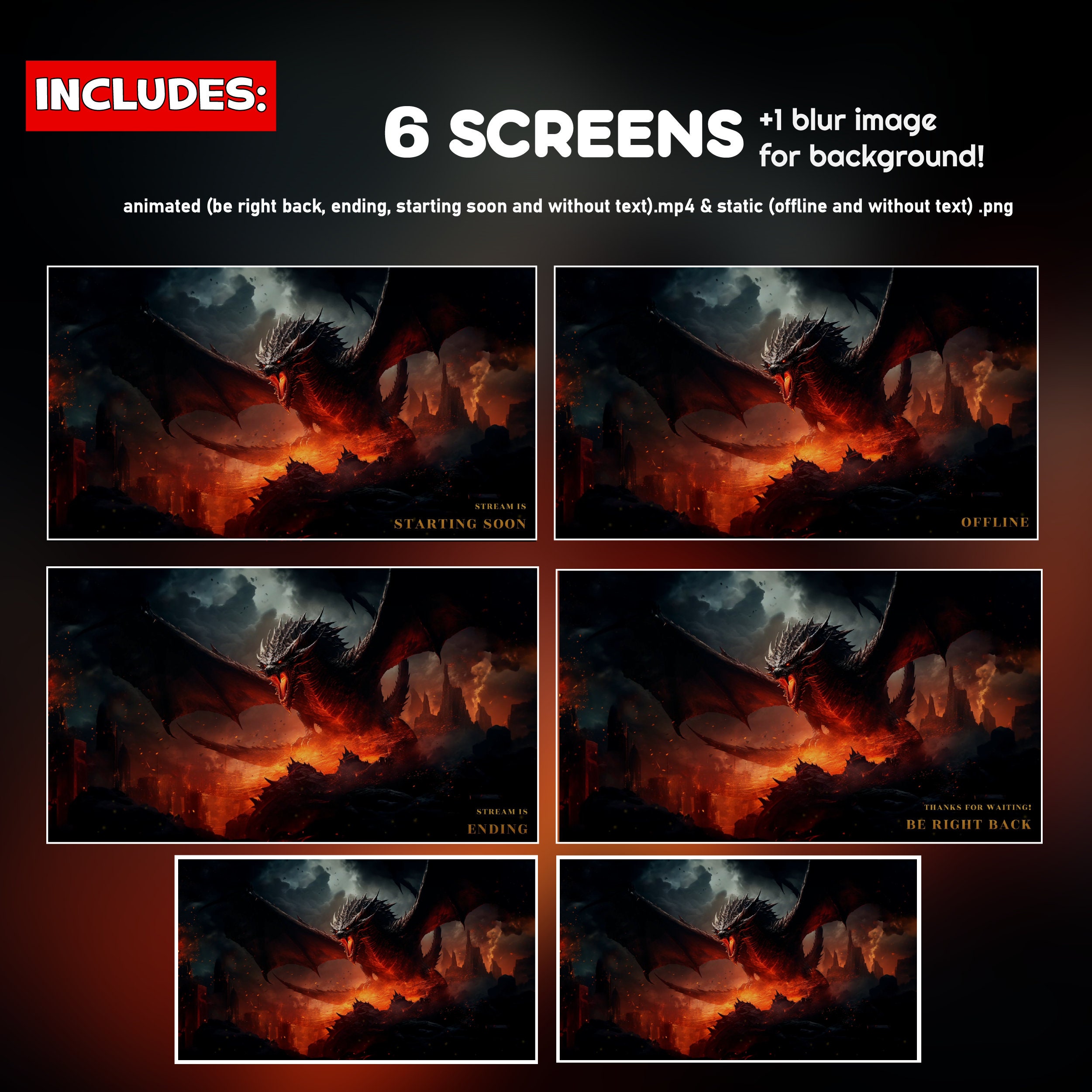 Dragon Battle Twitch Overlay Animated Pack - Mythological Fantasy Fire ...
