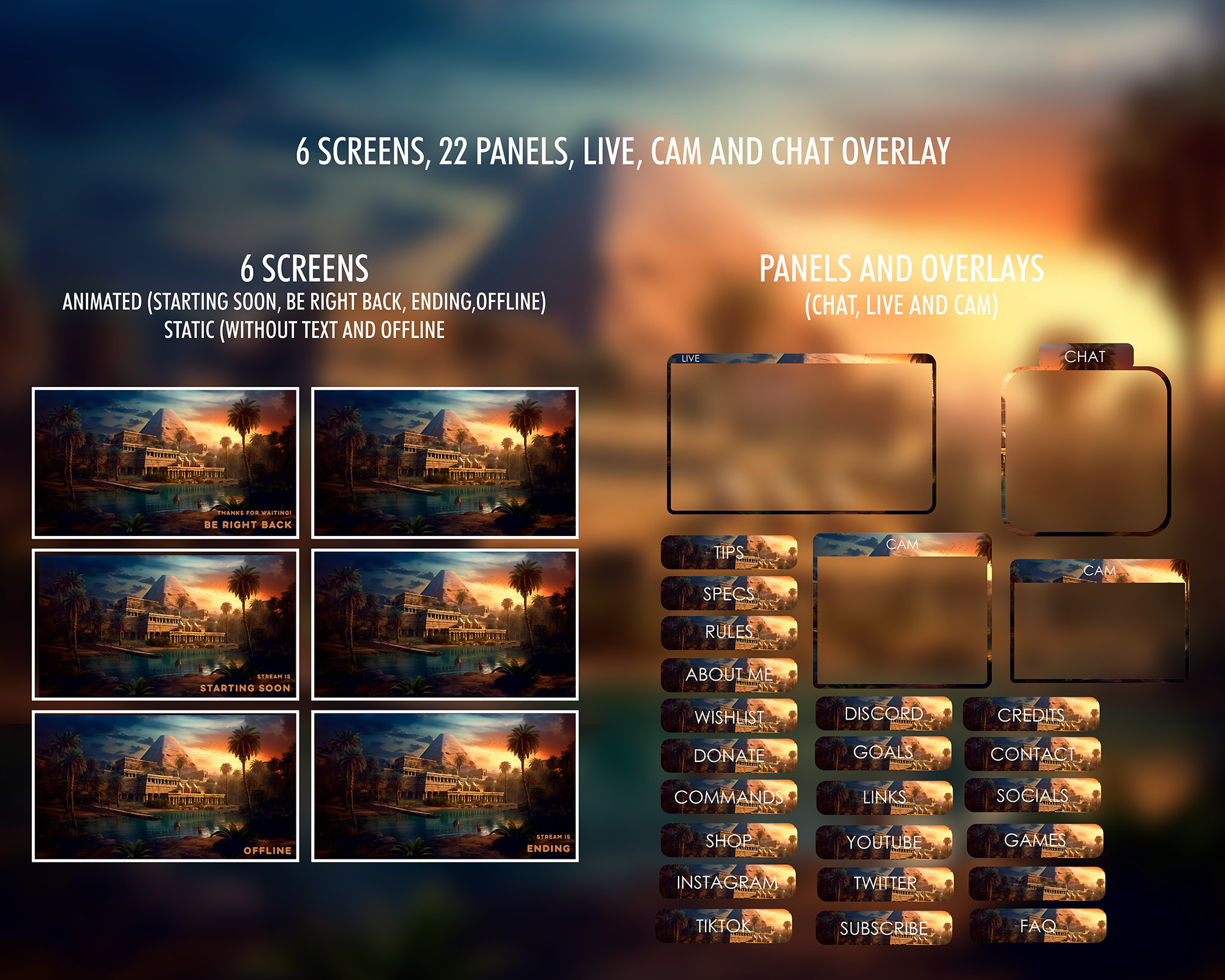 Egyptian Twitch Overlay Animated Pack - Egypt Screens Perfect for Your ...