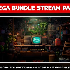Retro Futuristic Gamer Room Twitch Overlay Animated Pack - Desktop ...