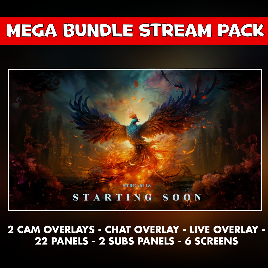 Phoenix Flames Twitch Overlay Animated Pack - Mythological Fantasy Fire ...