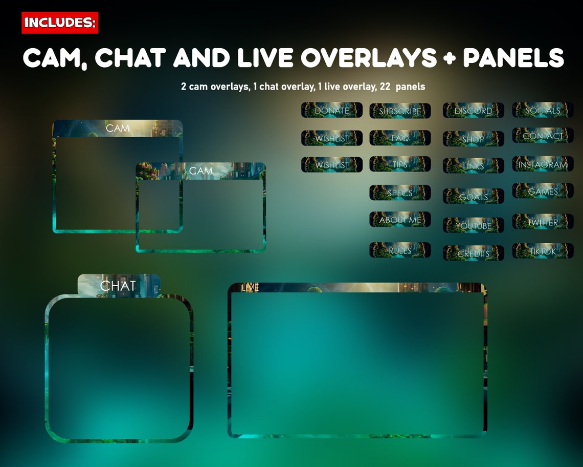 Minecraft Twitch Overlay Animated Pack Minecraft Landscape Cute ...